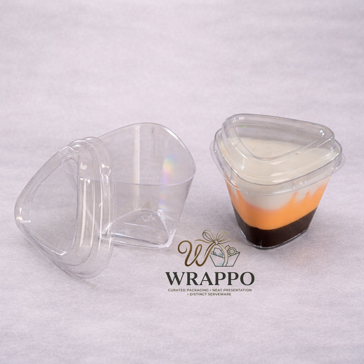 175ml Triangle Dessert Cup with Lid – Wrappo